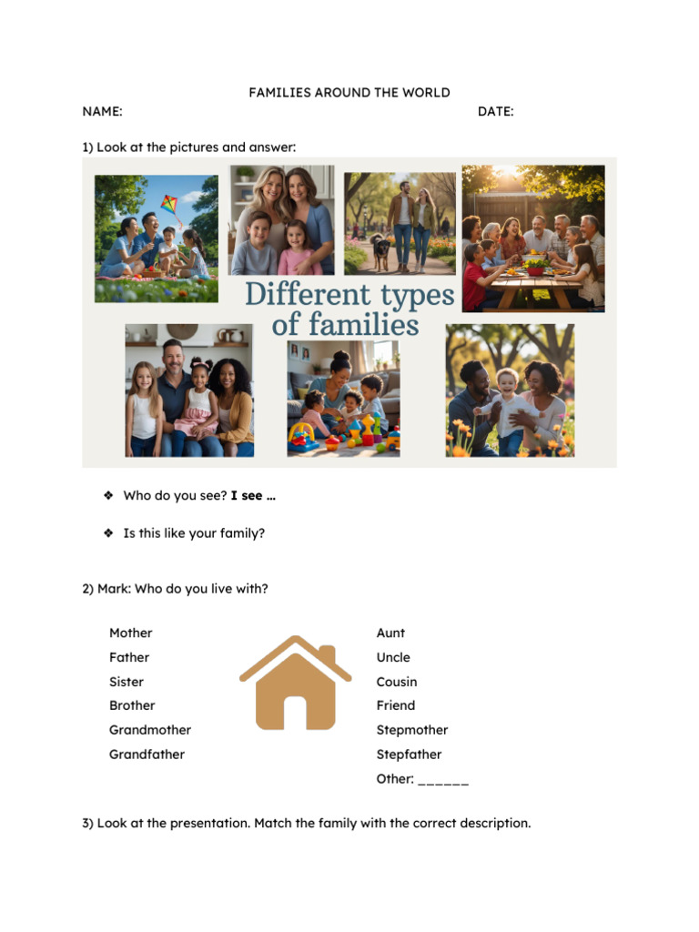 Worksheet - Families Around The World | PDF | Family | Stepfamily