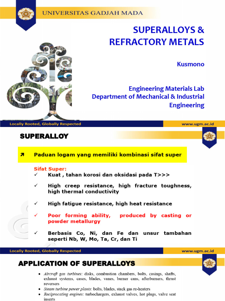 Superalloys and Refractory Metals Overview | PDF | Chemistry | Chemical ...