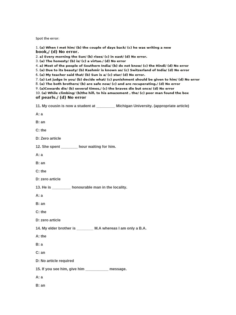 Articles, Antonyms, Synonyms, Idioms and Phrases | PDF