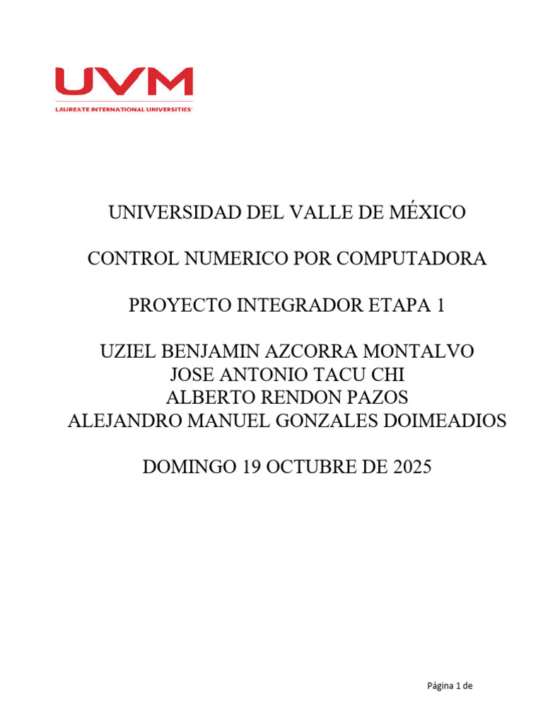PROYECTO INTEGRADOR ETAPA 2 CNC | PDF | Impresión 3d | Perforar