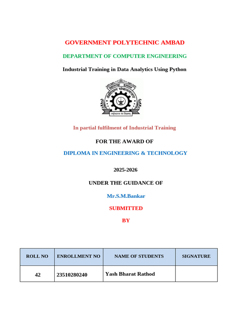 Itr Report Yash Rathod | PDF | Mean Squared Error | Databases
