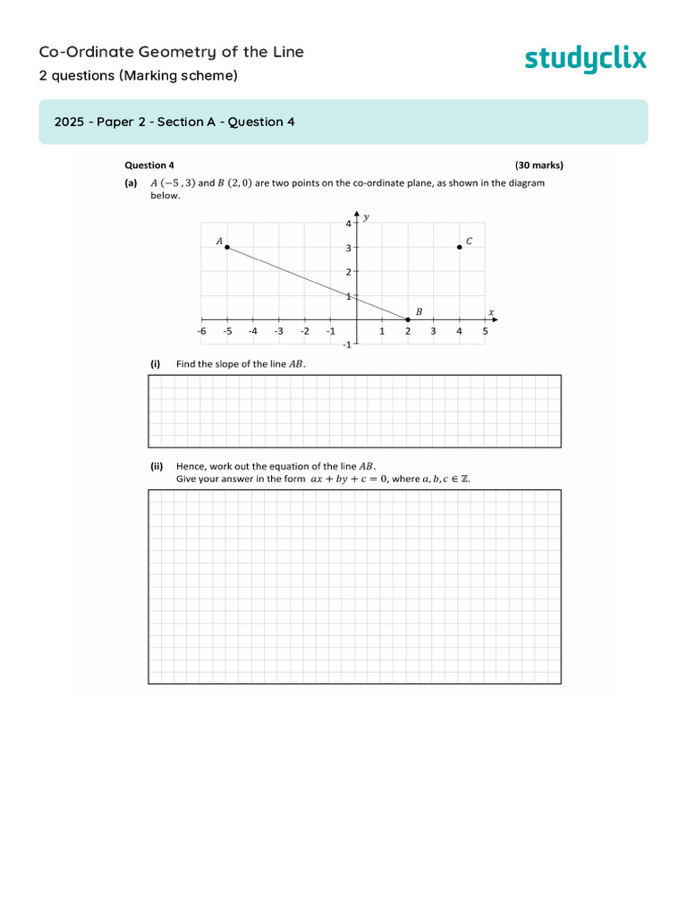 Co-Ordinate Geometry of the Line Questions With Marking-scheme | PDF