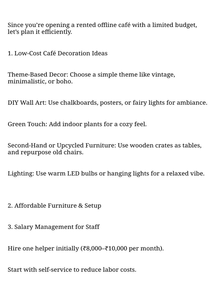 Cafe Planning 2 | PDF