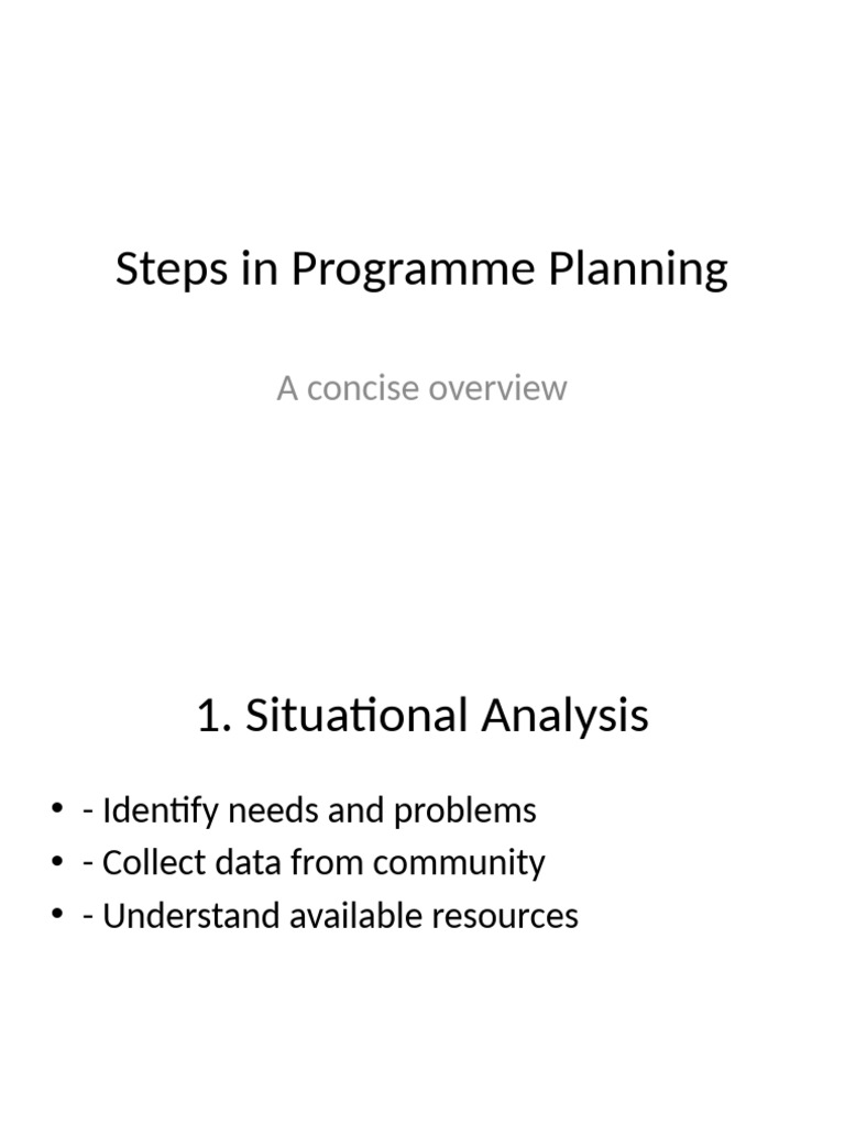 Steps in Programme Planning | PDF