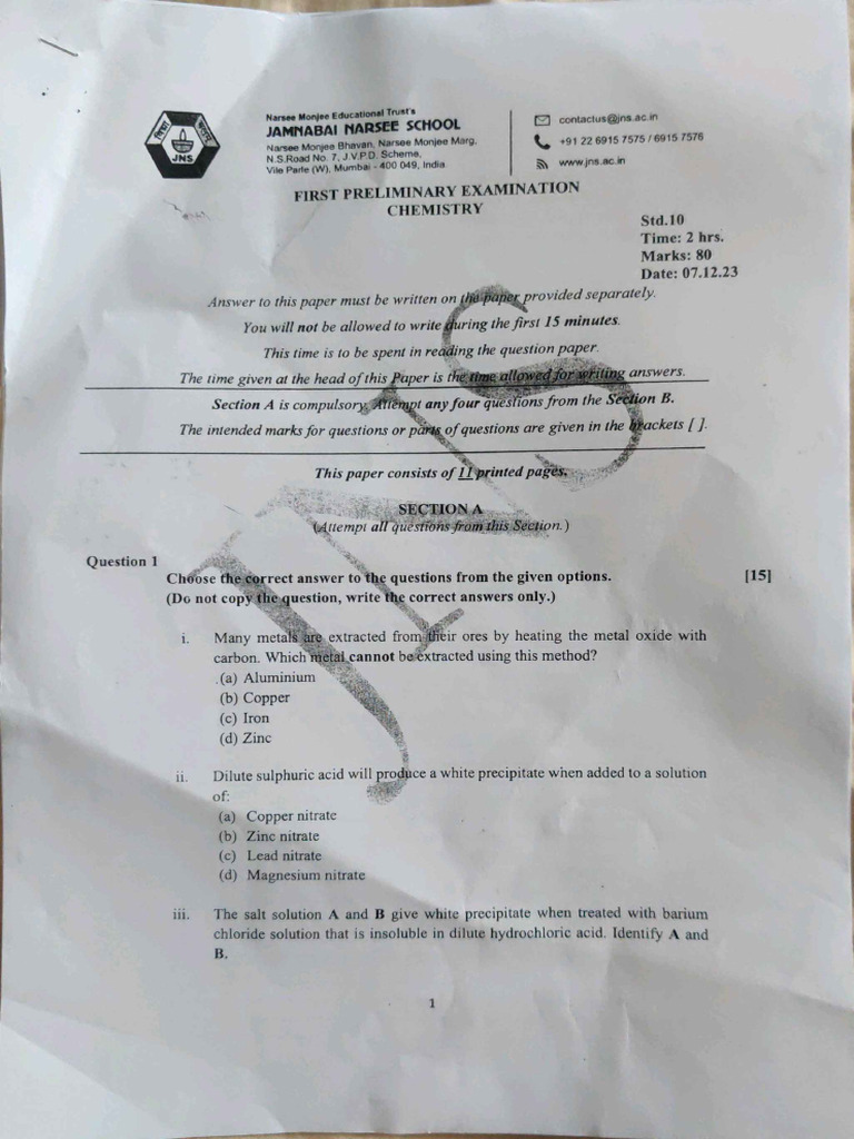 Doc. JNS Chemistry Prelim Paper - Image - Only | PDF