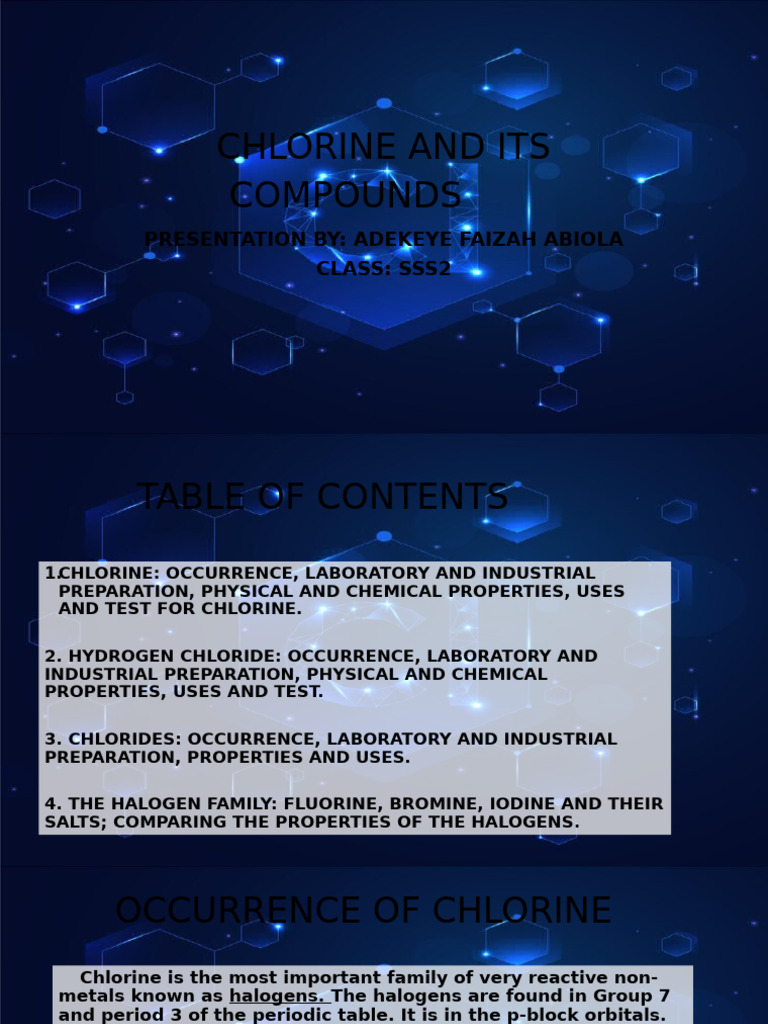 Chlorine and Its Compounds | PDF | Chlorine | Chloride