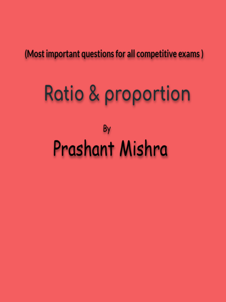 Key Ratio & Proportion Questions | PDF | Rupee | Currency