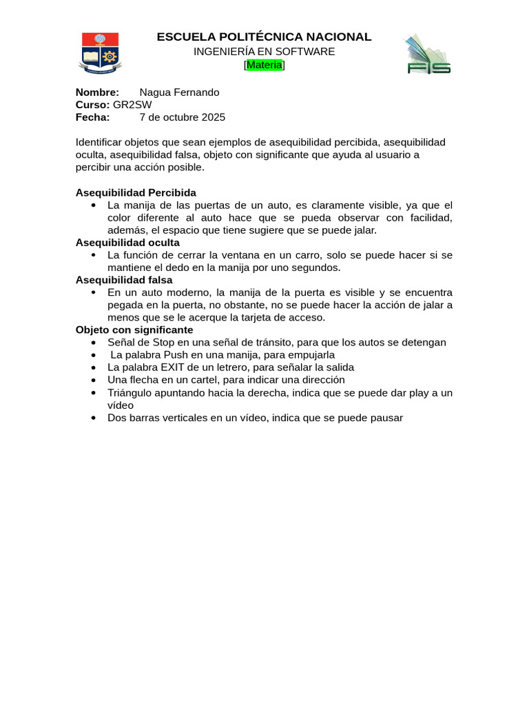 Nagua Fernando - Taller Affordance and Signifier | PDF