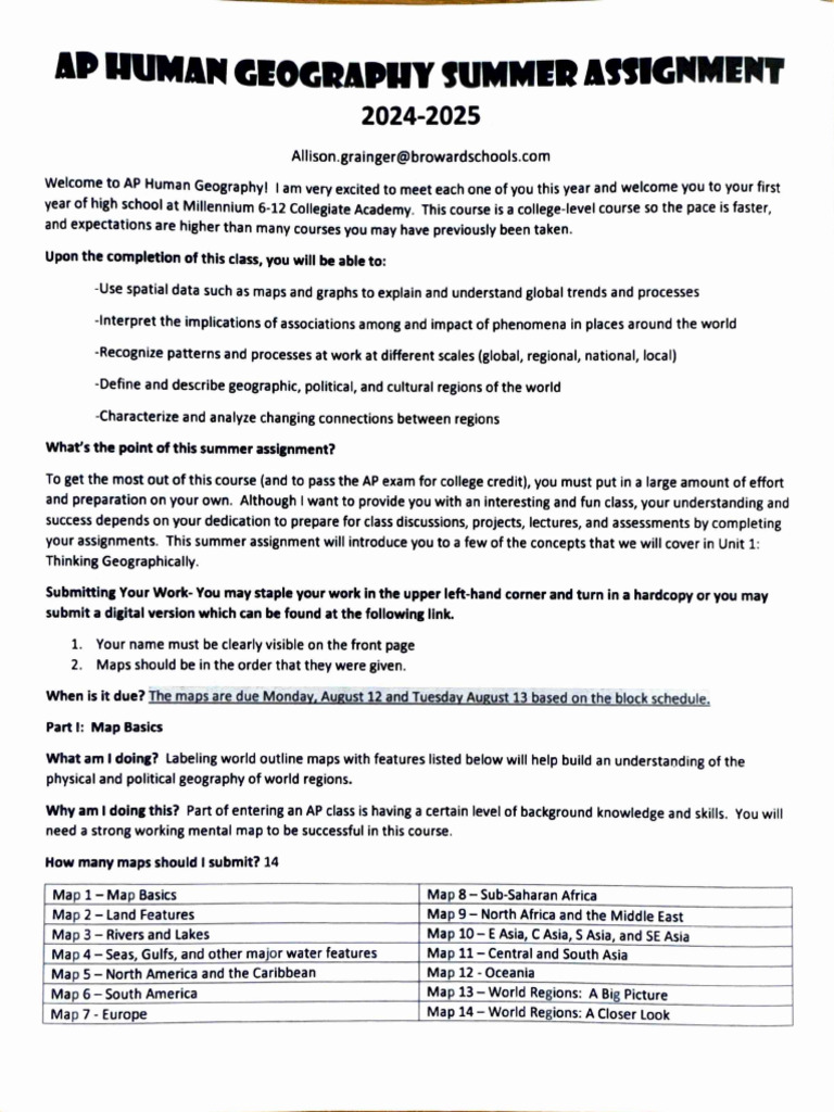 APHUG Summer Assignment 2024-2025 PDF | PDF
