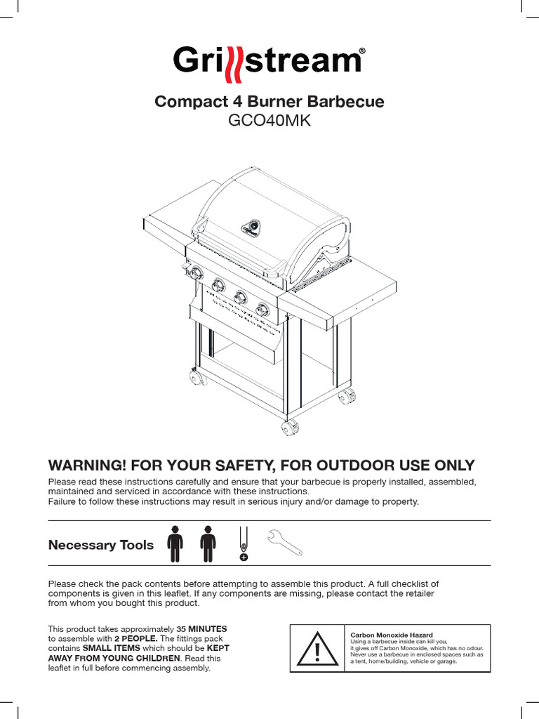 Compact 4 Burner Barbecue - GCO40MK | PDF | Barbecue Grill | Grilling