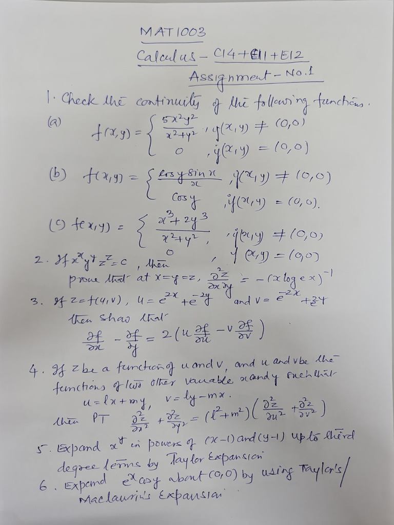 Calculus Assignment 1 | PDF