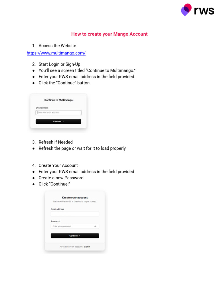 How to Create Your Mango Account | PDF