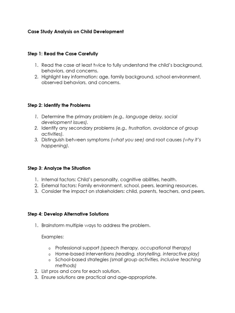 Child Development Case Study Guide | PDF | Psychotherapy | Child ...