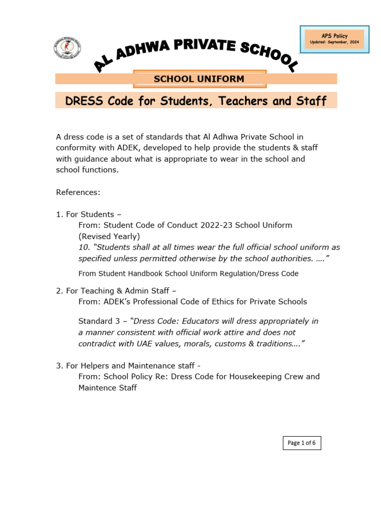 School Uniform Staff Dress Code R 09-10-2024 | PDF | Clothing | Fashion