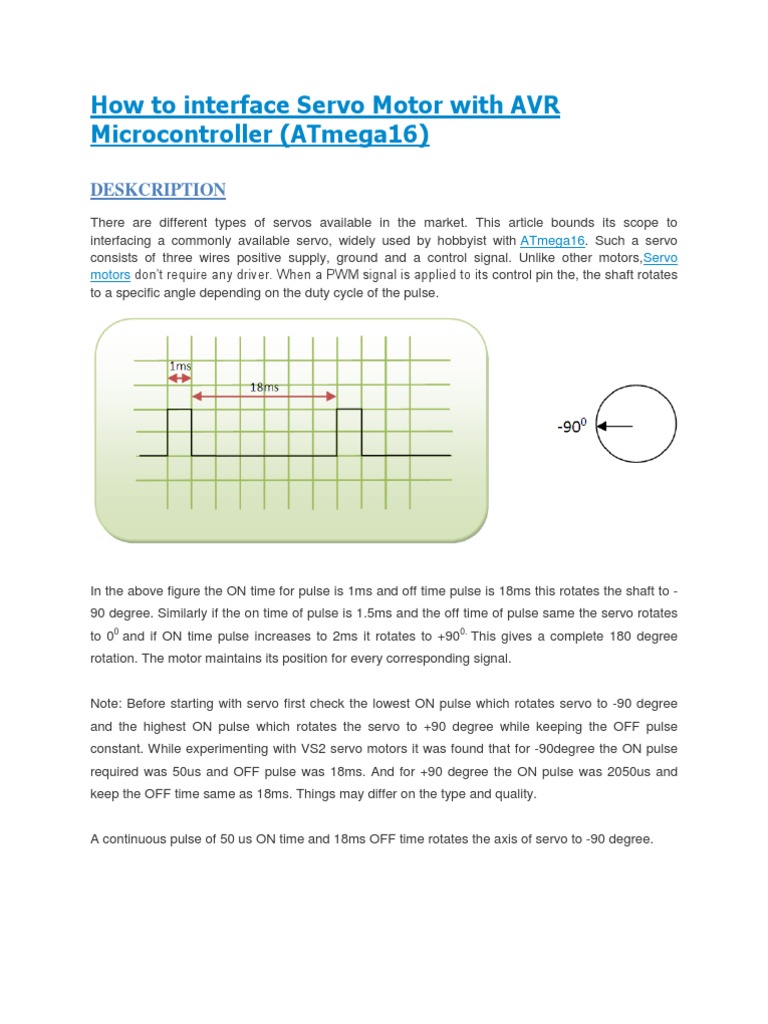 How To Interface Servo Motor With AVR Microcontroller (ATmega16) | PDF | Servomechanism ...