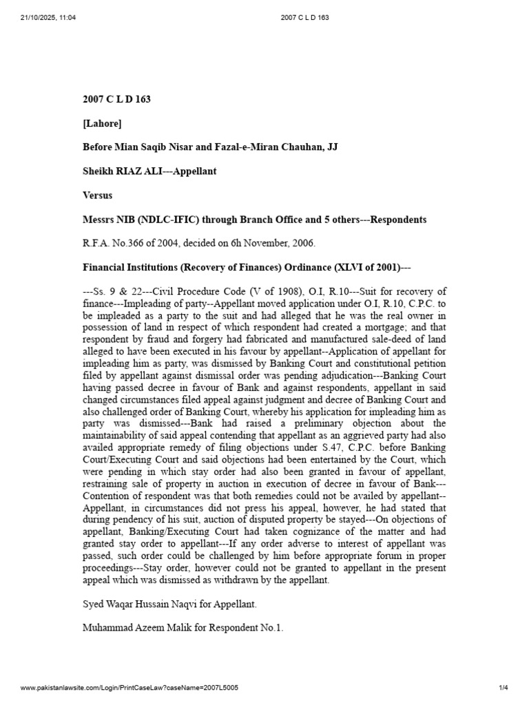 Appeal Dismissed in Finance Recovery Case | PDF | Appeal | Lawsuit