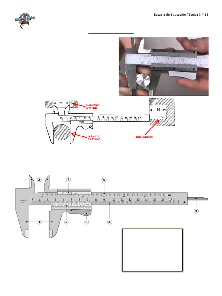 Uso y Medición con Calibre Vernier | PDF | Pulgada | Longitud