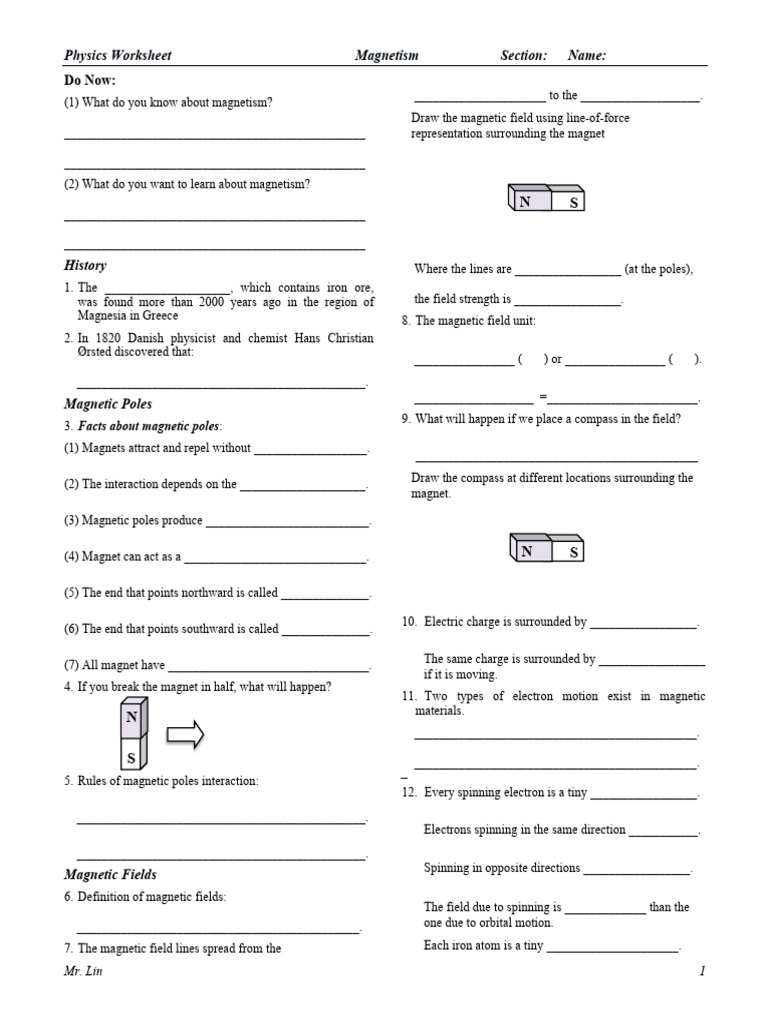 Physics-Worksheet-Lesson-20-Magnetism (1) | PDF | Magnetic Field ...