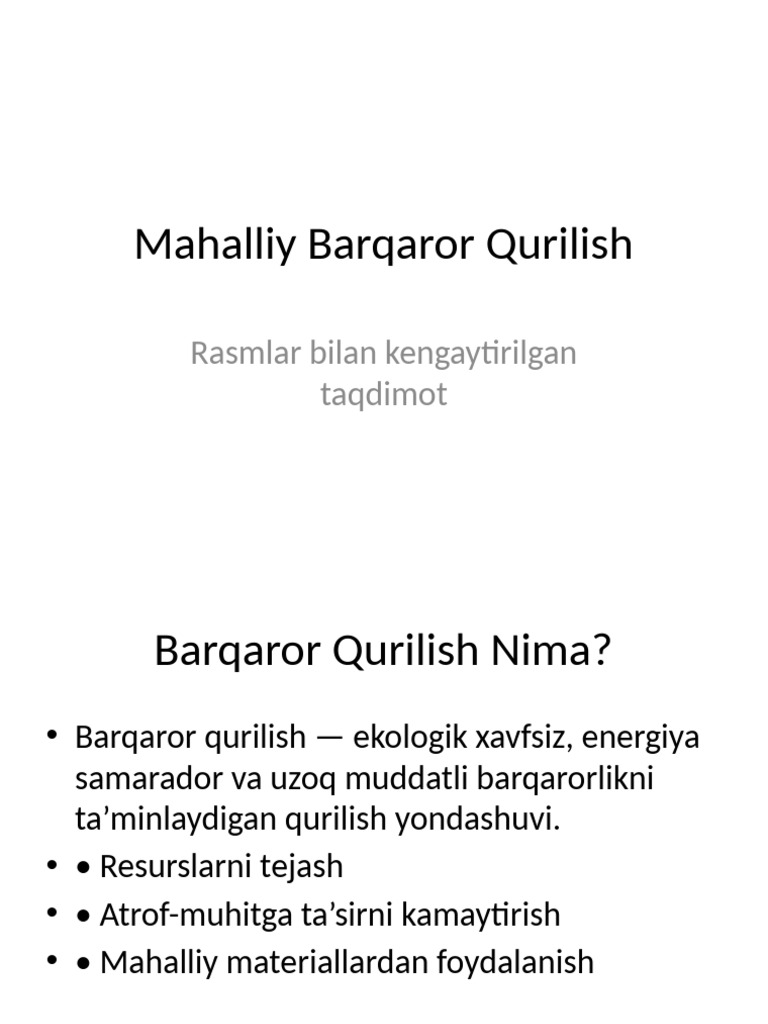 Barqaror Qurilish Rasmlar Bilan | PDF