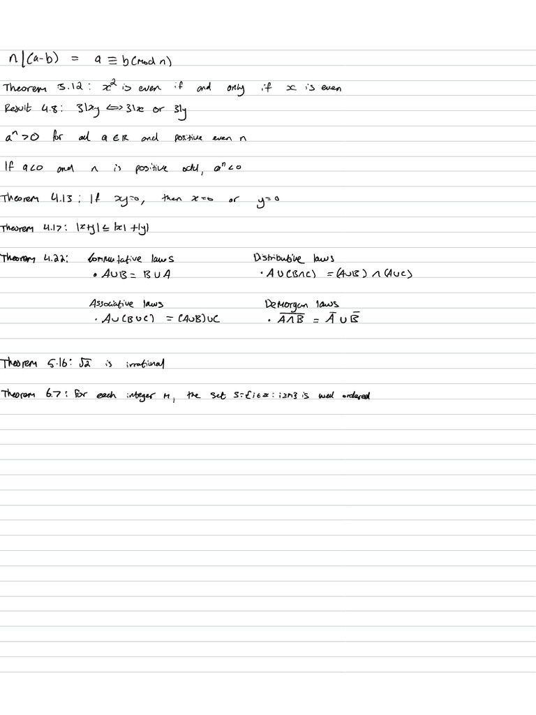 Mathematical Theorems and Laws Summary | PDF