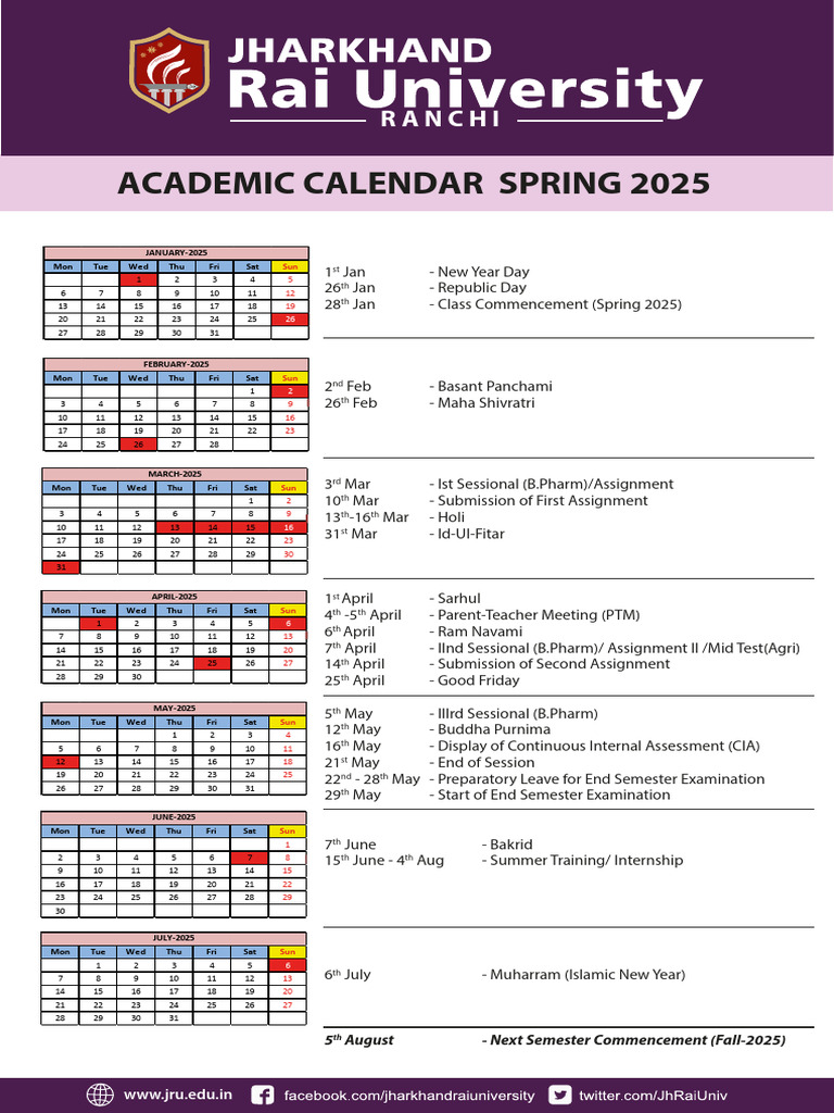 Spring 2025 Academic Calendar | PDF | Religious Holidays
