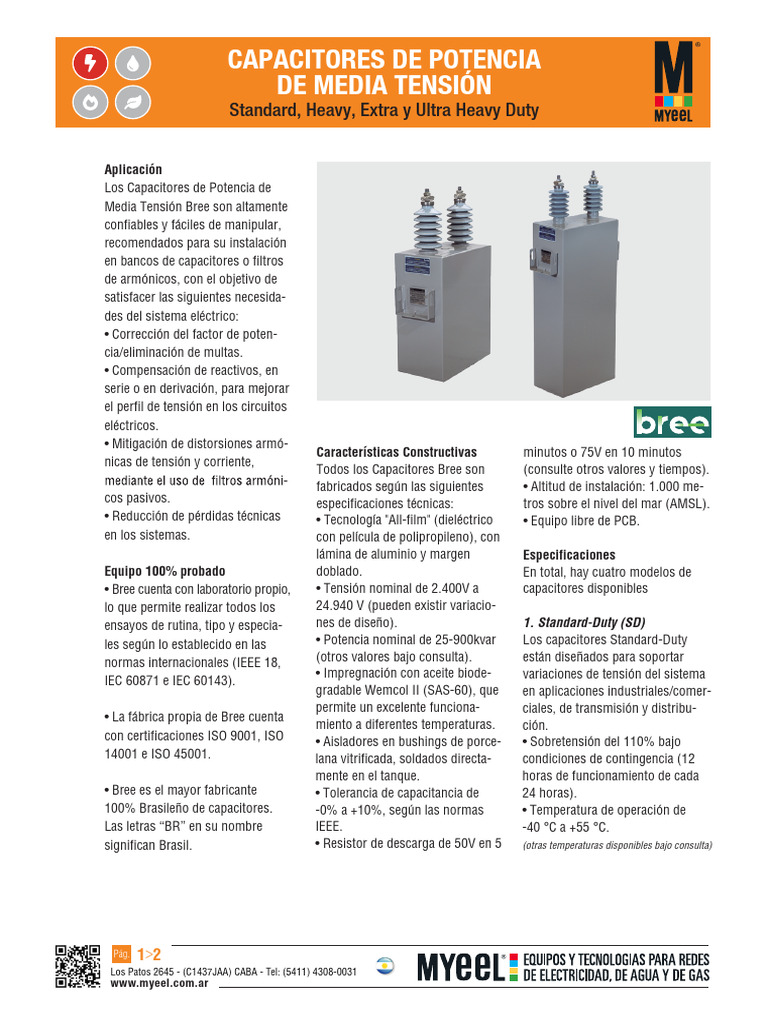 Capacitores de Potencia de Media Tension | PDF | Condensador | Electricidad