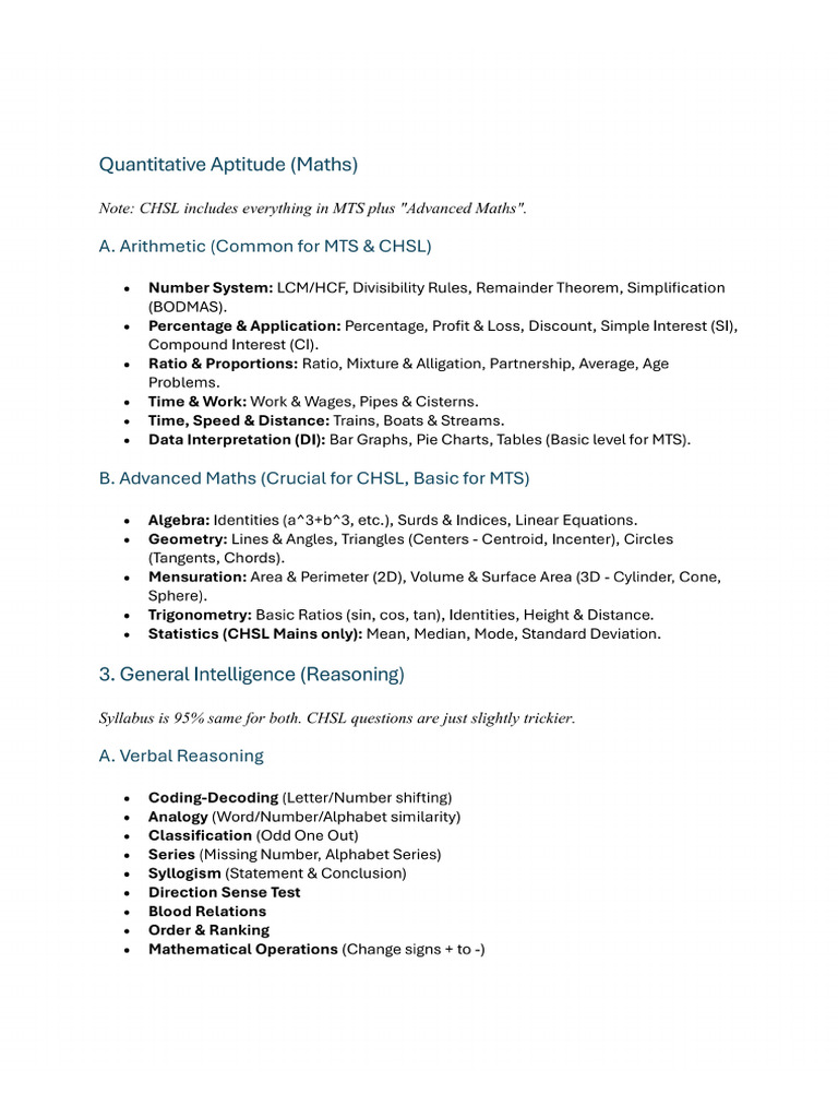 SSC Syllabus | PDF