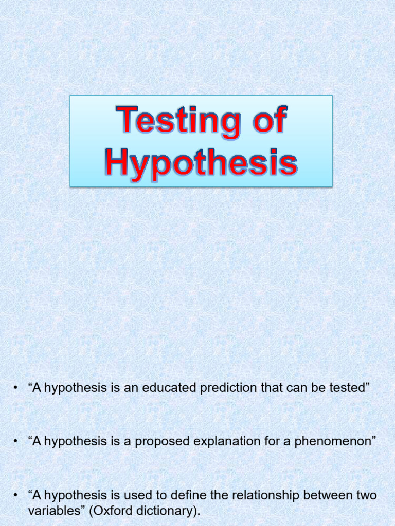 Testing of Hypothesis | PDF | Hypothesis | Statistical Significance