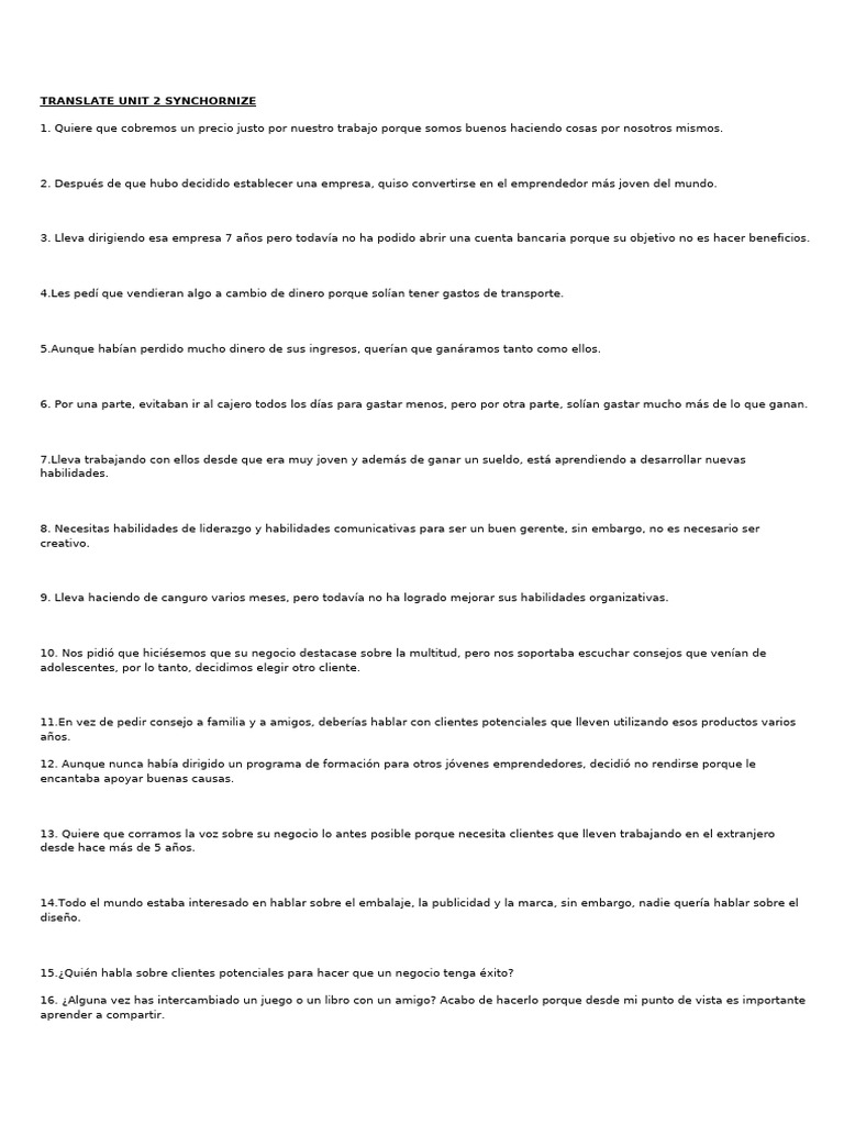 Translate Unit 2 1 - 29 | PDF