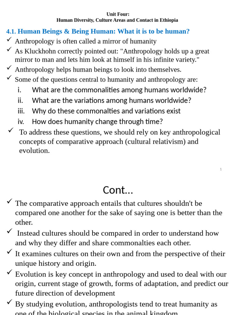 Anthropology - Unit Four | PDF | Human | Anthropology