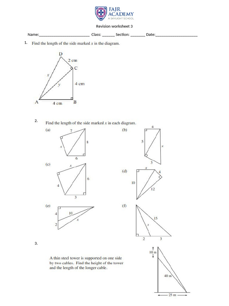 8 Revision Worksheet 3 (1) | PDF