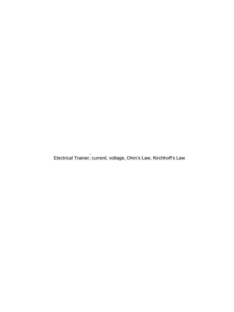 Effective Electrical Training Kit | PDF | Series And Parallel Circuits ...