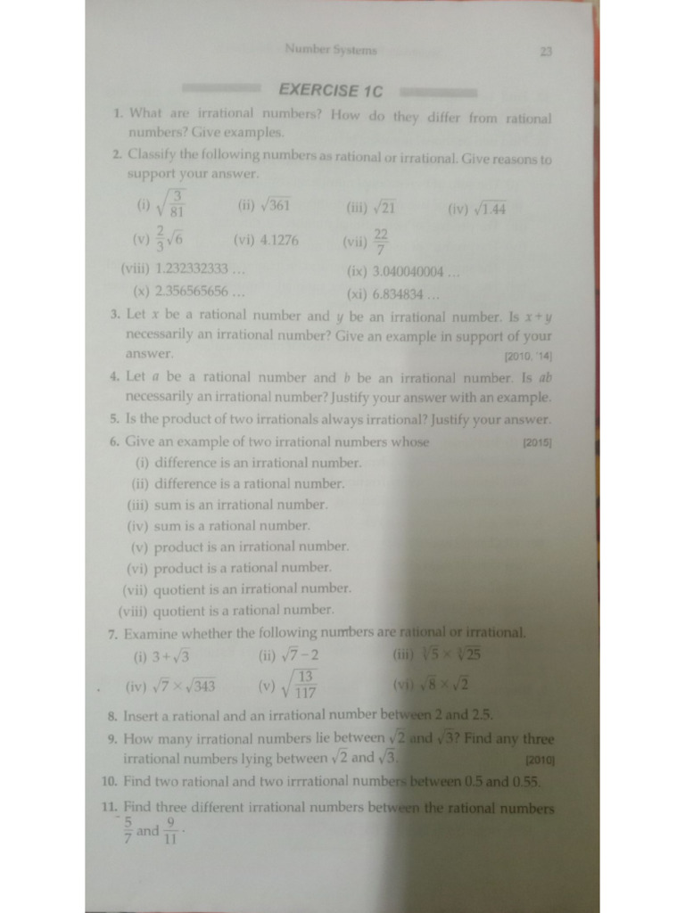 Exercise 1C and 1D (RS Aggarwal) Book | PDF