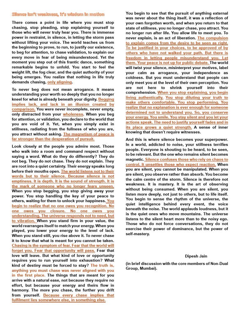 The Power of Silence and Stillness | PDF | Silence