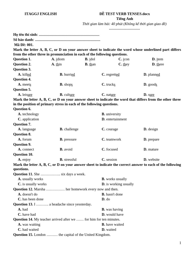 001 Zojnma de Test Verb Tenses.docx 31-12-2023 (1) | PDF