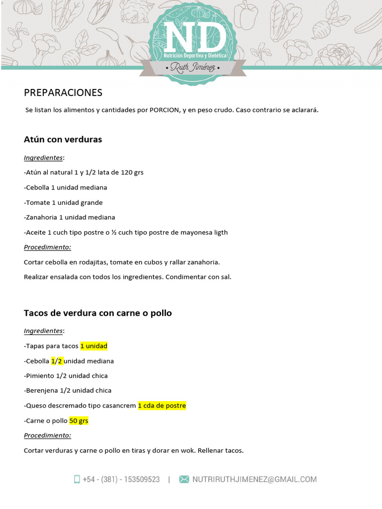 Preparaciones Mitre Nicolas 3 Modificado | PDF | ensalada | Postres