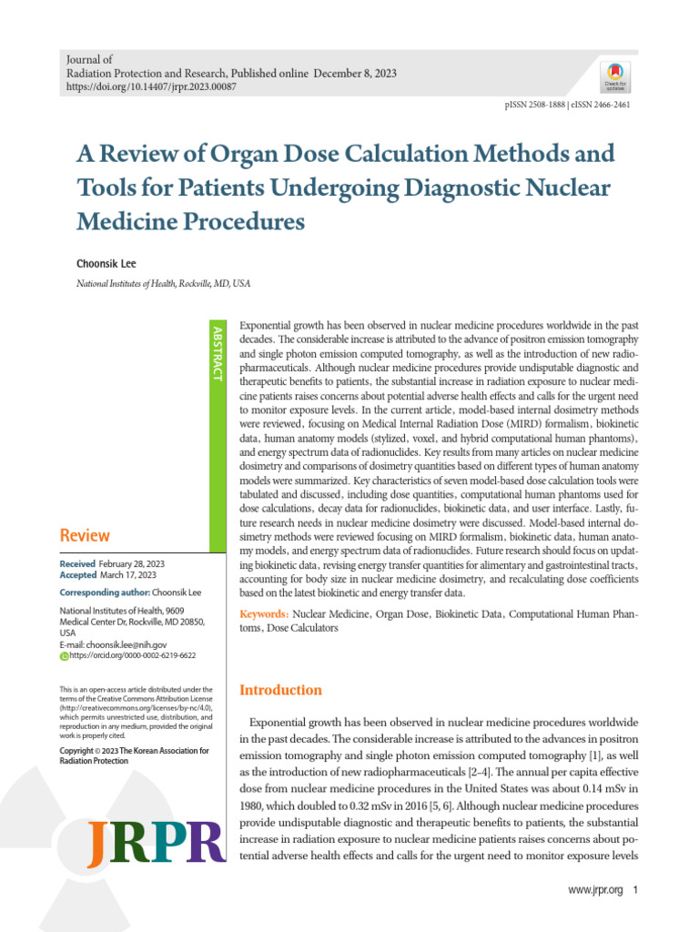 Organ Dose Calculation in Nuclear Medicine | PDF | Dosimetry | Nuclear ...