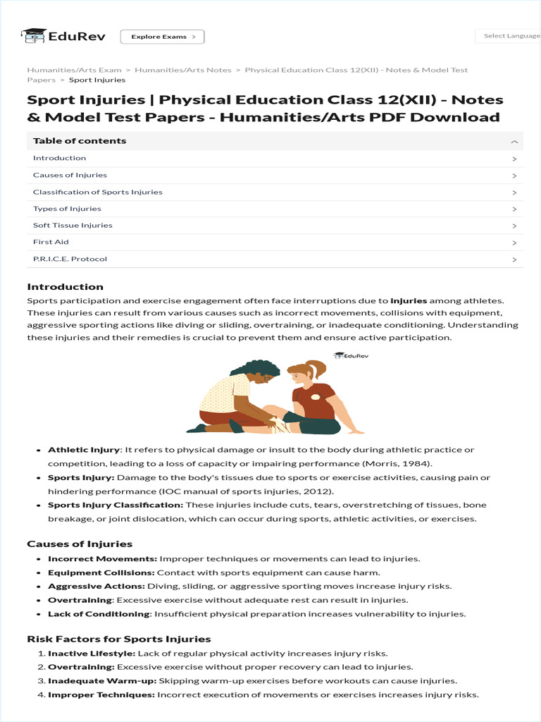 Edurev in T 352519 Sport Injuries Cropped | PDF | Traumatology | Injury