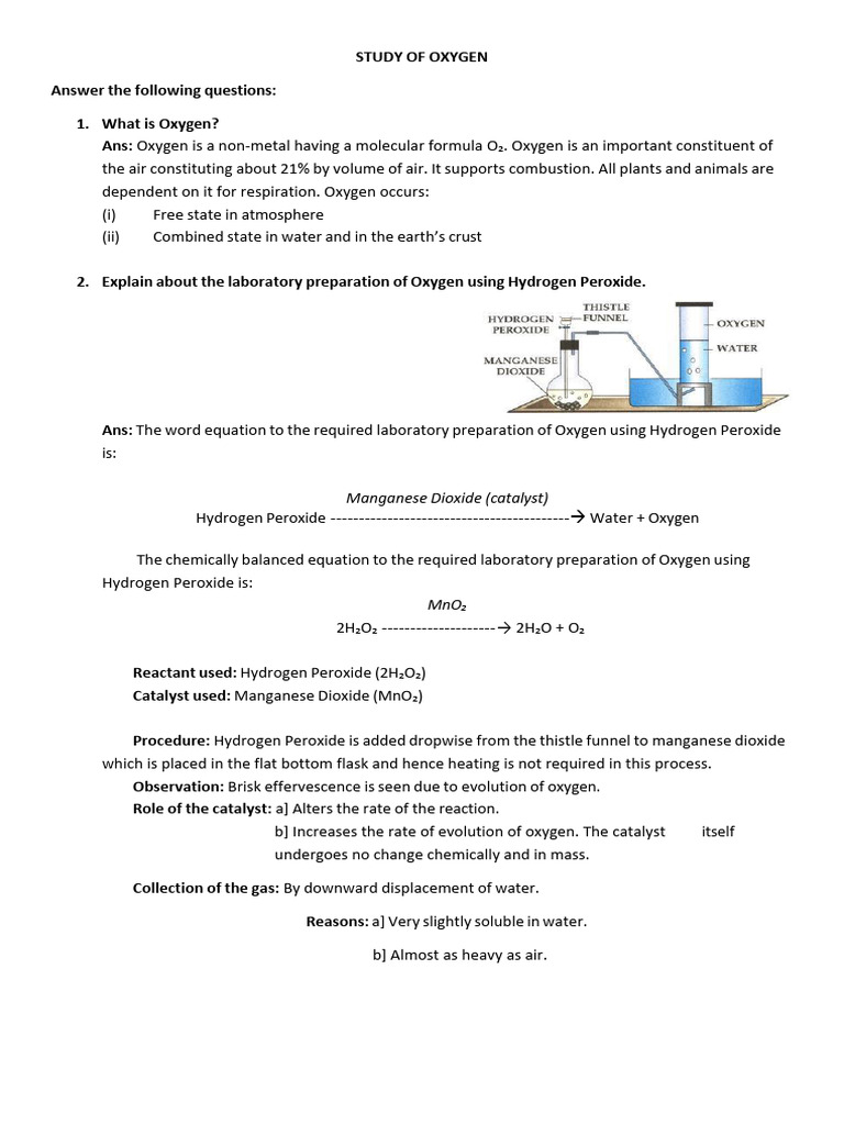 Laboratory Preparation and Properties of Oxygen | PDF | Oxygen | Oxide