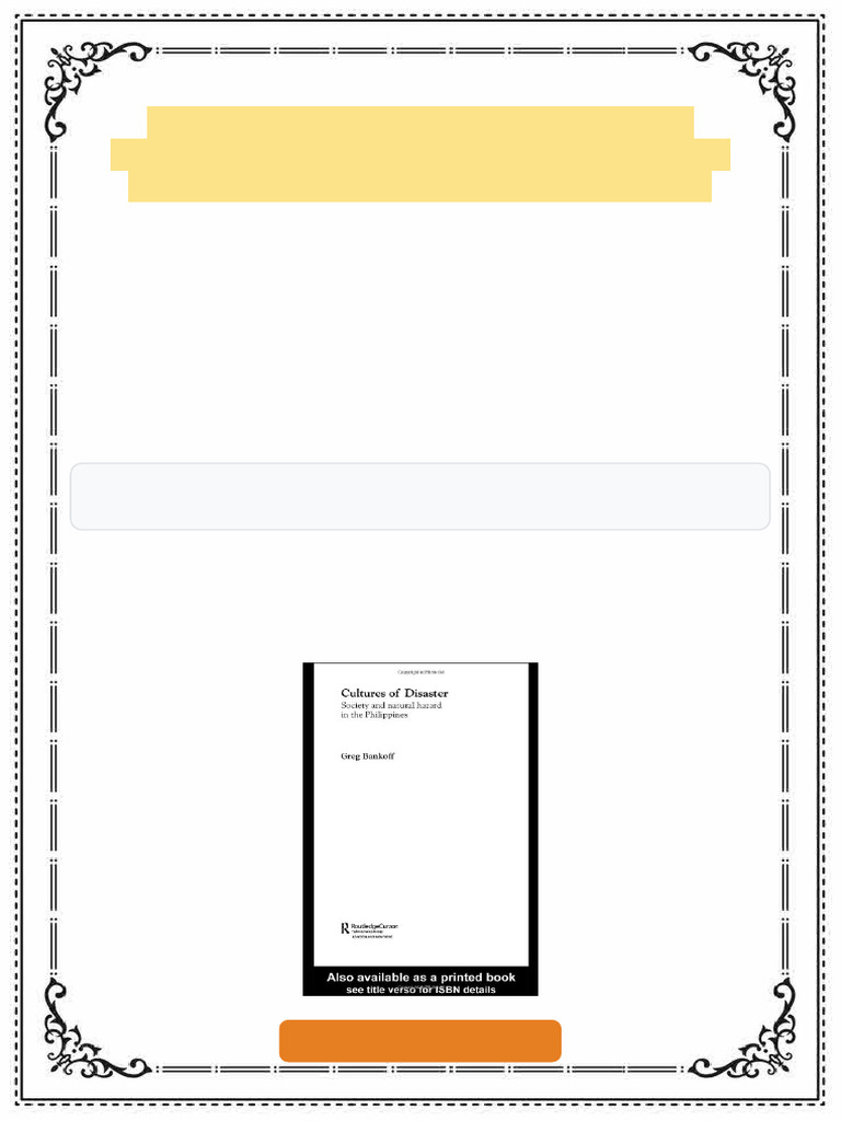 Cultures of Disaster Society and Natural Hazards in the Philippines 1st ...