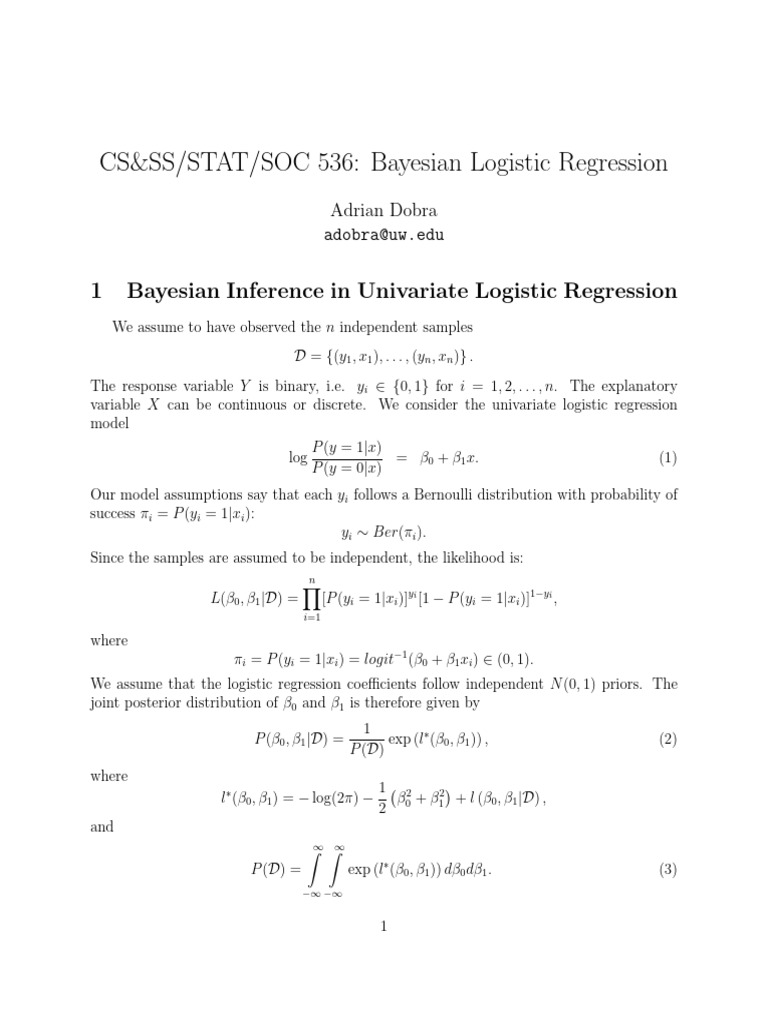 Bayesian Logistic Regression Analysis | PDF | Logistic Regression ...