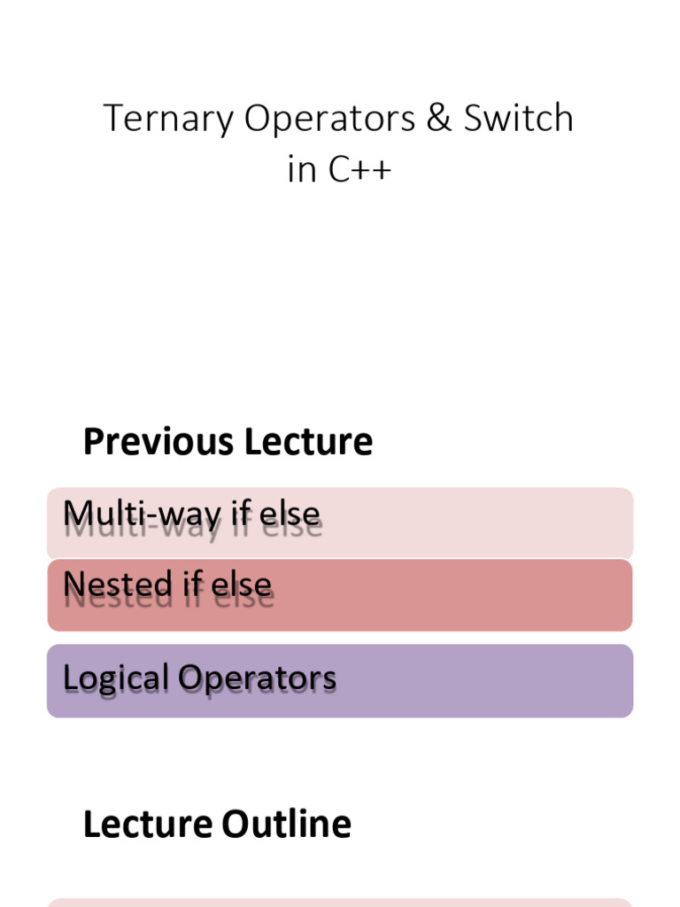 Lecture 07 - Switch in c++ | PDF | Software Development | Functional ...