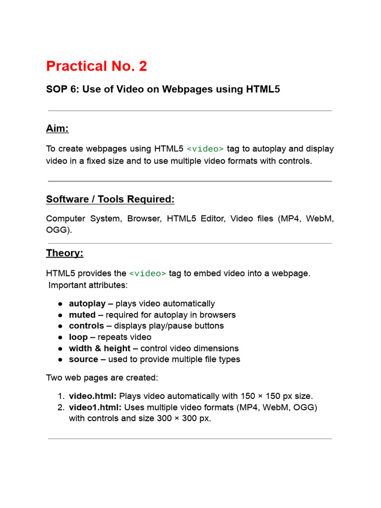 Practical 2 - Sop 6 - Advanced Web Designing | PDF