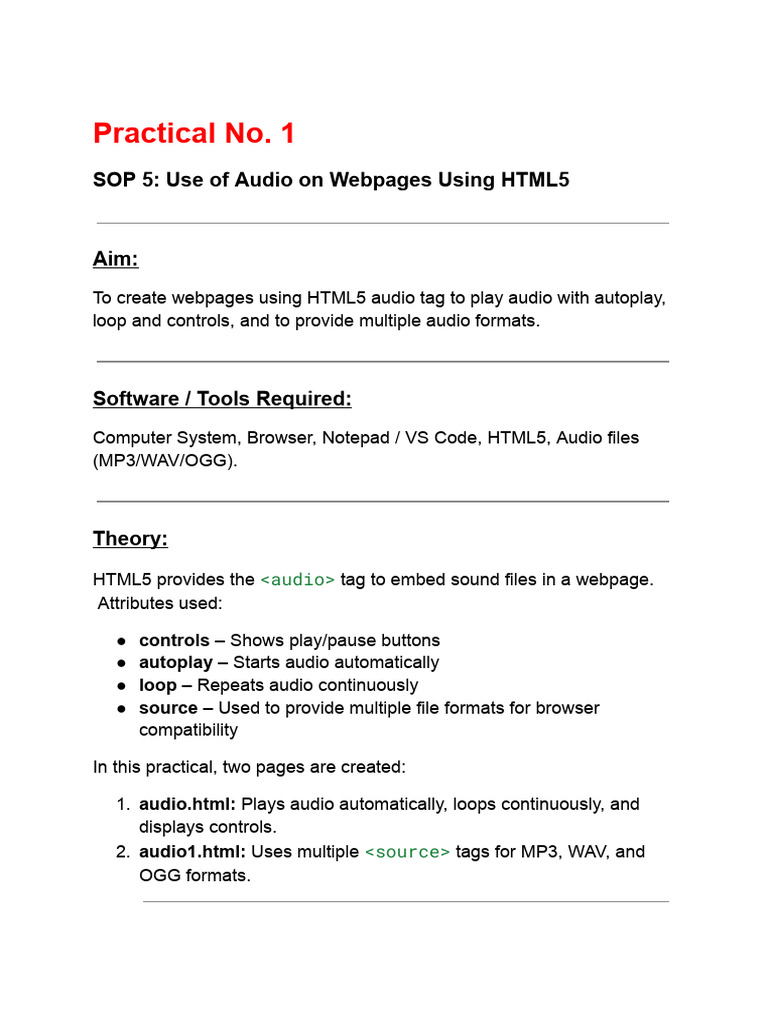 Practical 1 - Sop 5 - Advanced Web Designing | PDF