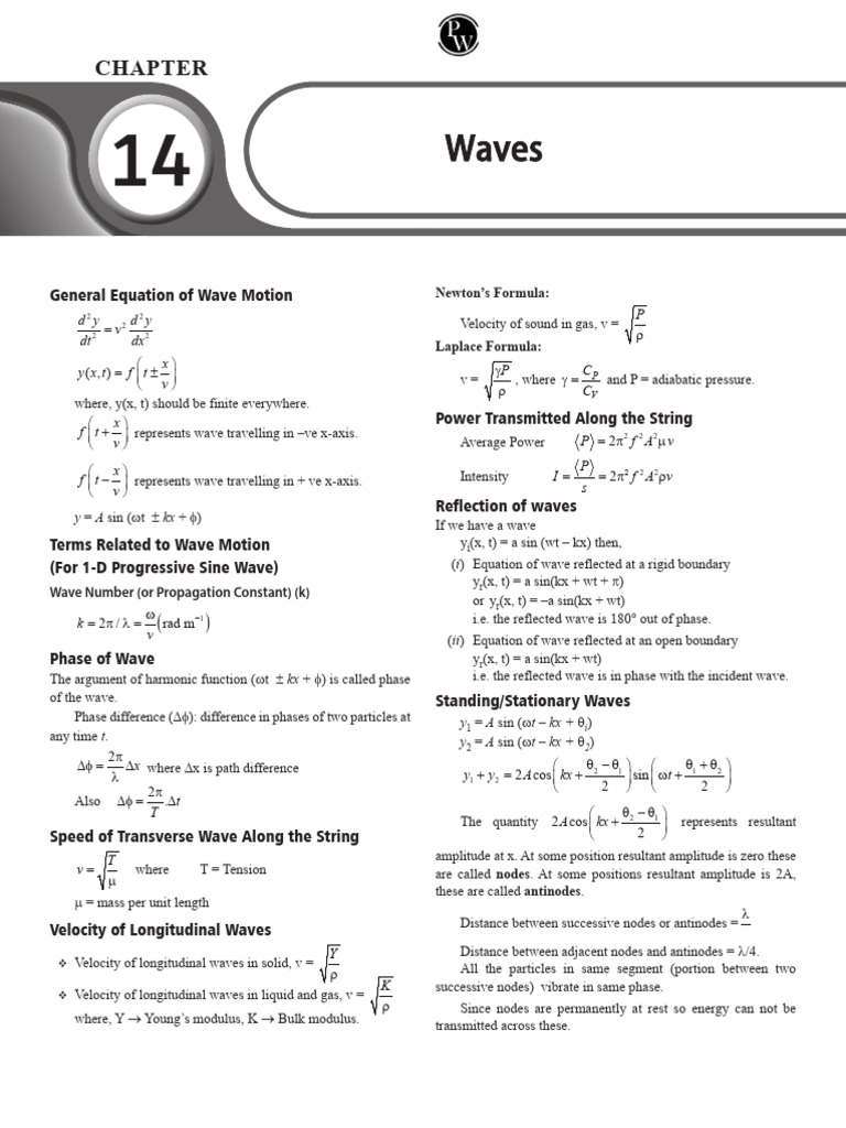 Waves Short Notes | PDF | Waves | Harmonic