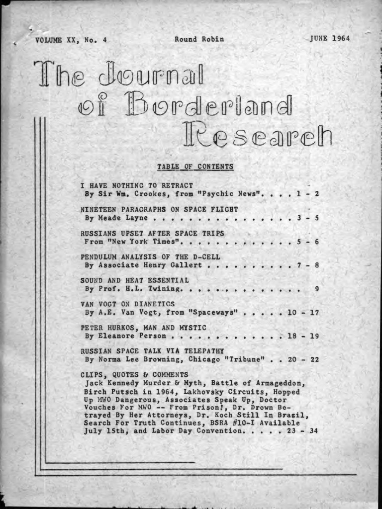 journal_of_borderland_research_v20_n4_jun_1964 | PDF | Hypnosis