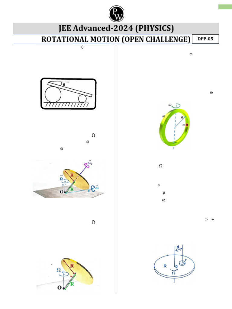 DPP 05 Rotational Motion Physics JEE ADV Batch Physics Sandeep Mishra ...