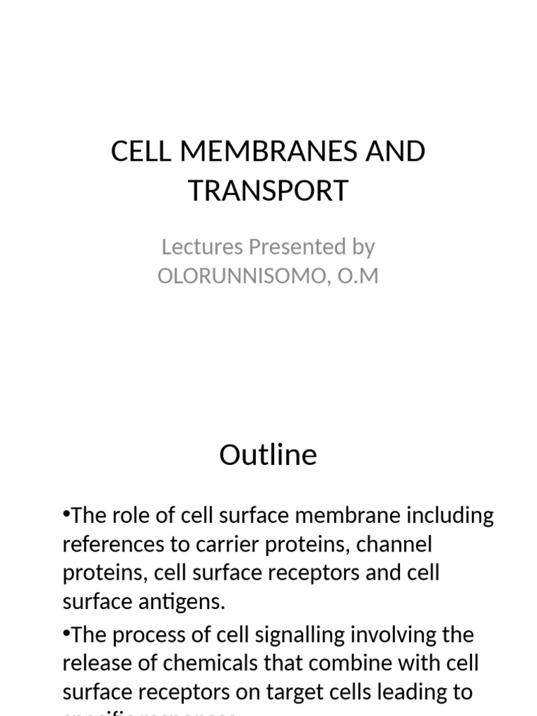 Cell Membranes: Transport & Signaling | PDF | Cell Signaling | Cell ...