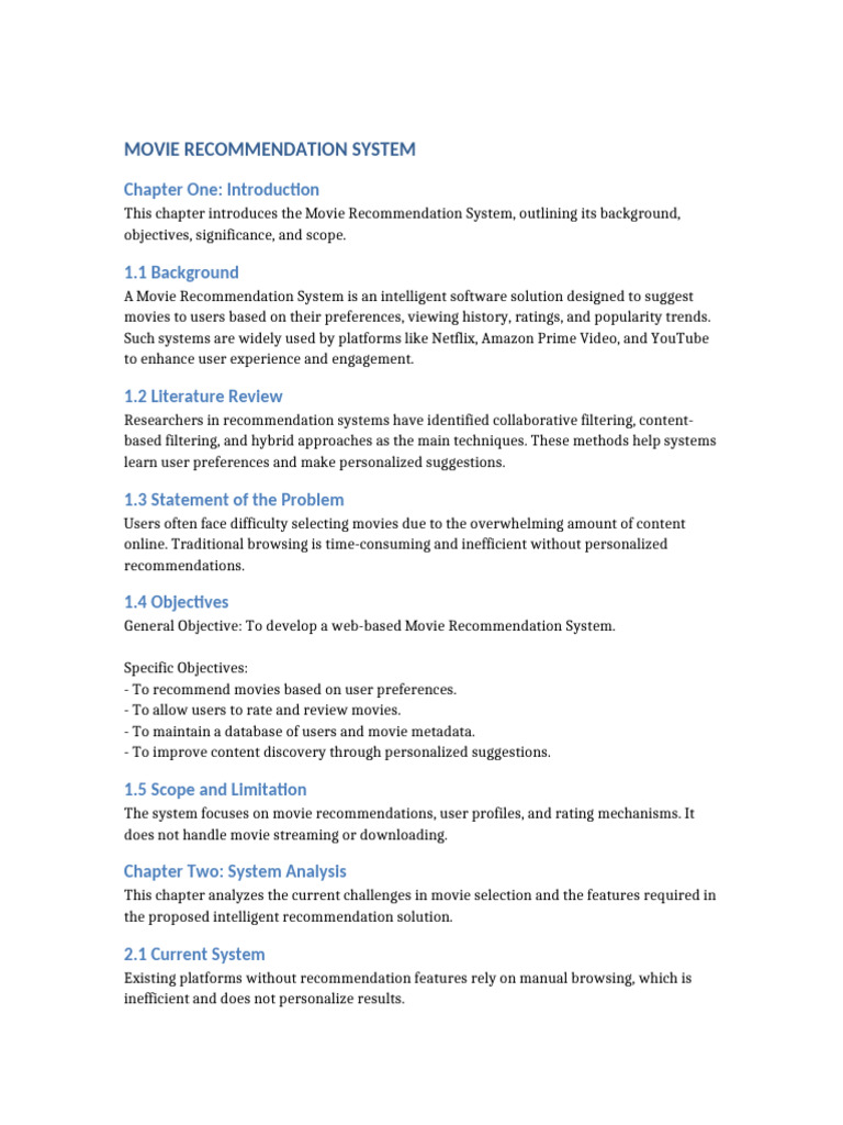 Movie Recommendation System Overview | PDF | Computing | Information ...