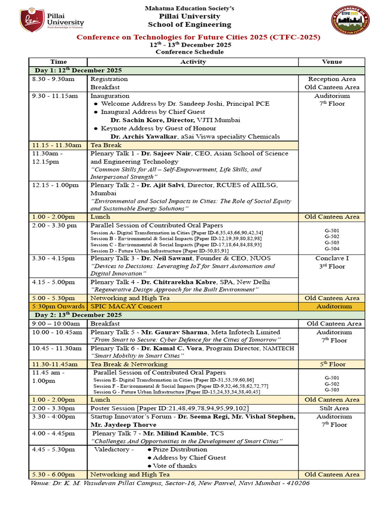 CTFC 2025 Schedule | PDF